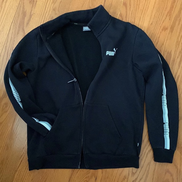 Tops | Puma Iconic Jaket Long Sleeve Black Zipper Front M | Poshmark